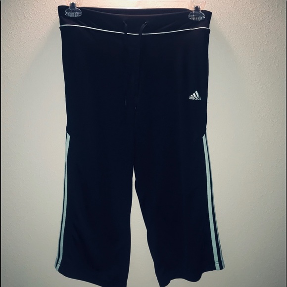 adidas | Pants & Jumpsuits | Adidas Crop Capri Black Wmint Classic 3 ...